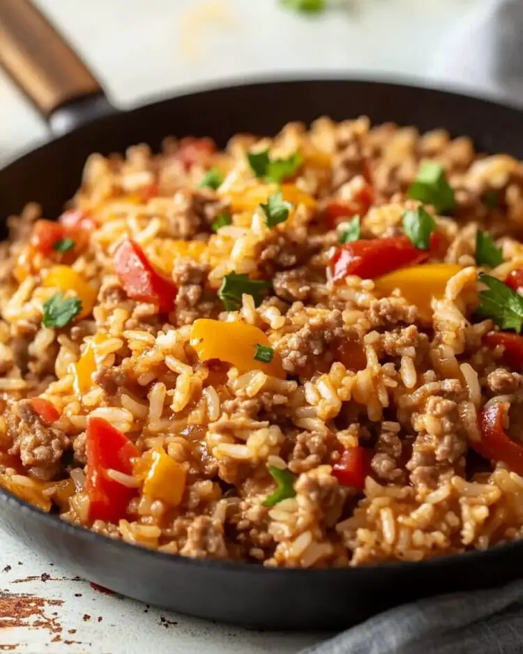Ground Pork and Rice Skillet