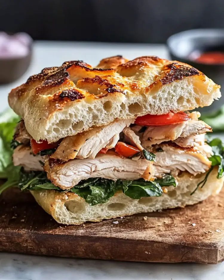 Focaccia Sandwich with Roast Chicken Filling