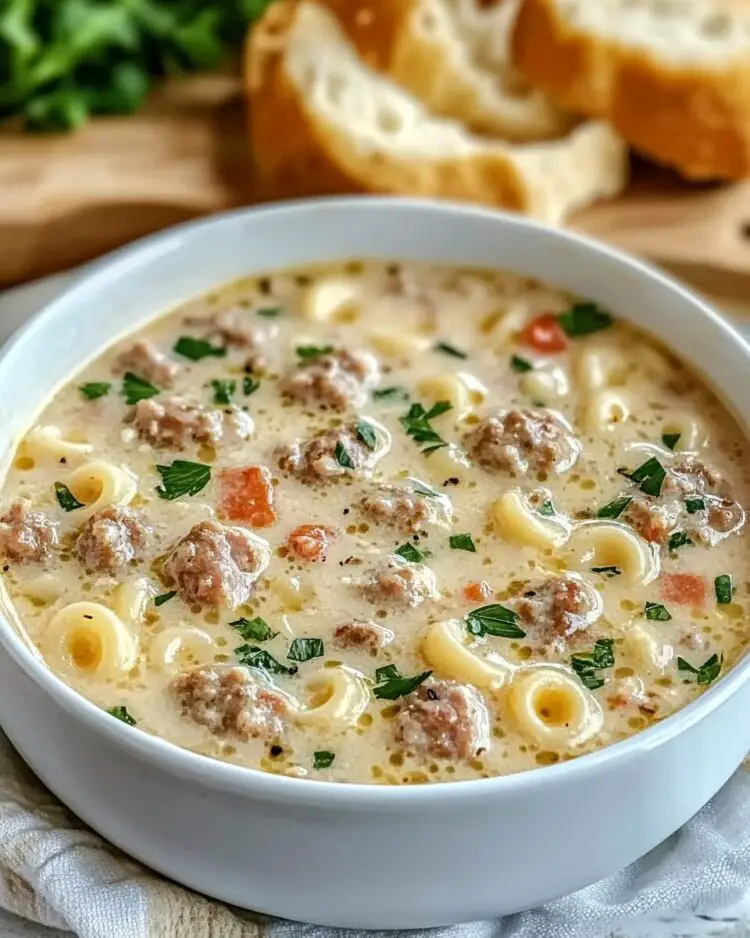 Creamy Parmesan Italian Sausage Ditalini Soup