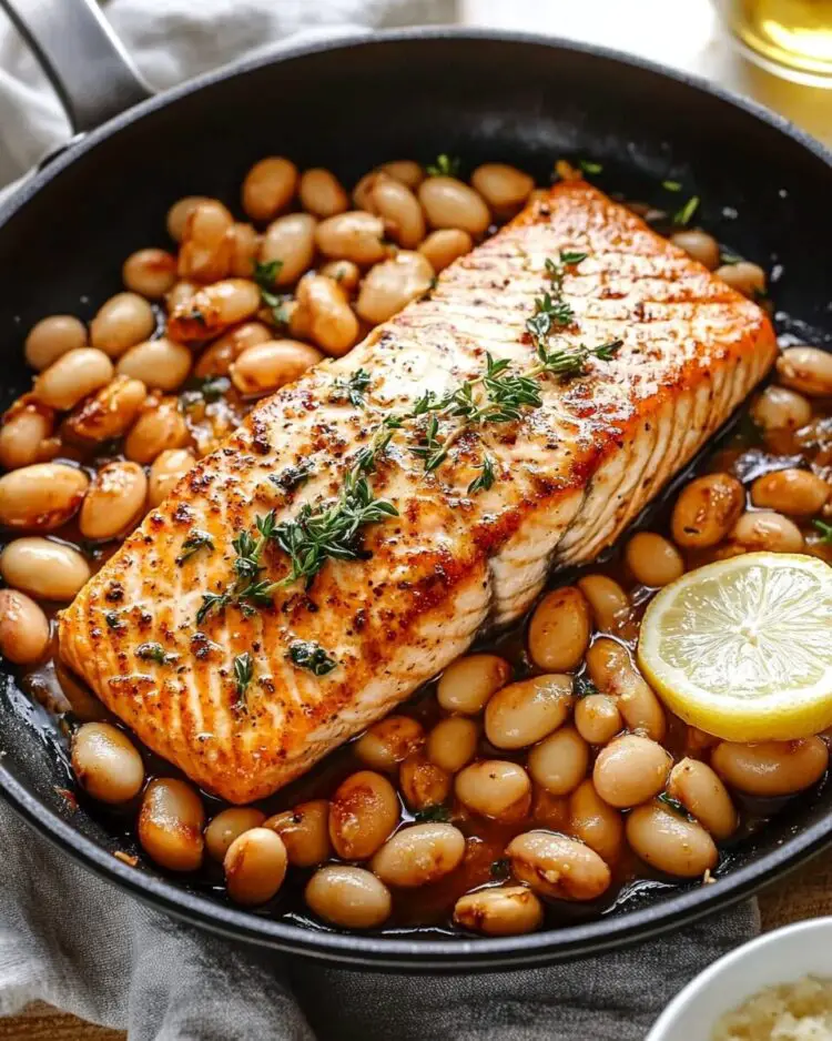 Garlic Butter Salmon with White Beans