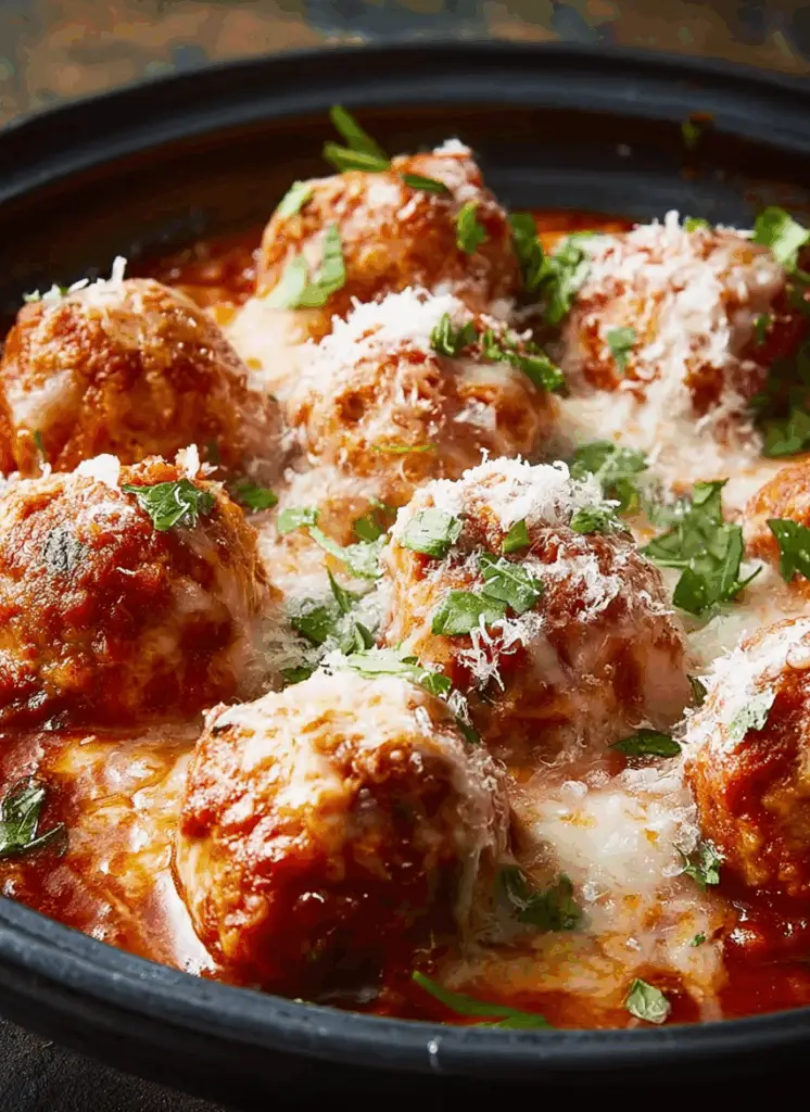 Slow Cooker Chicken Parm Meatballs