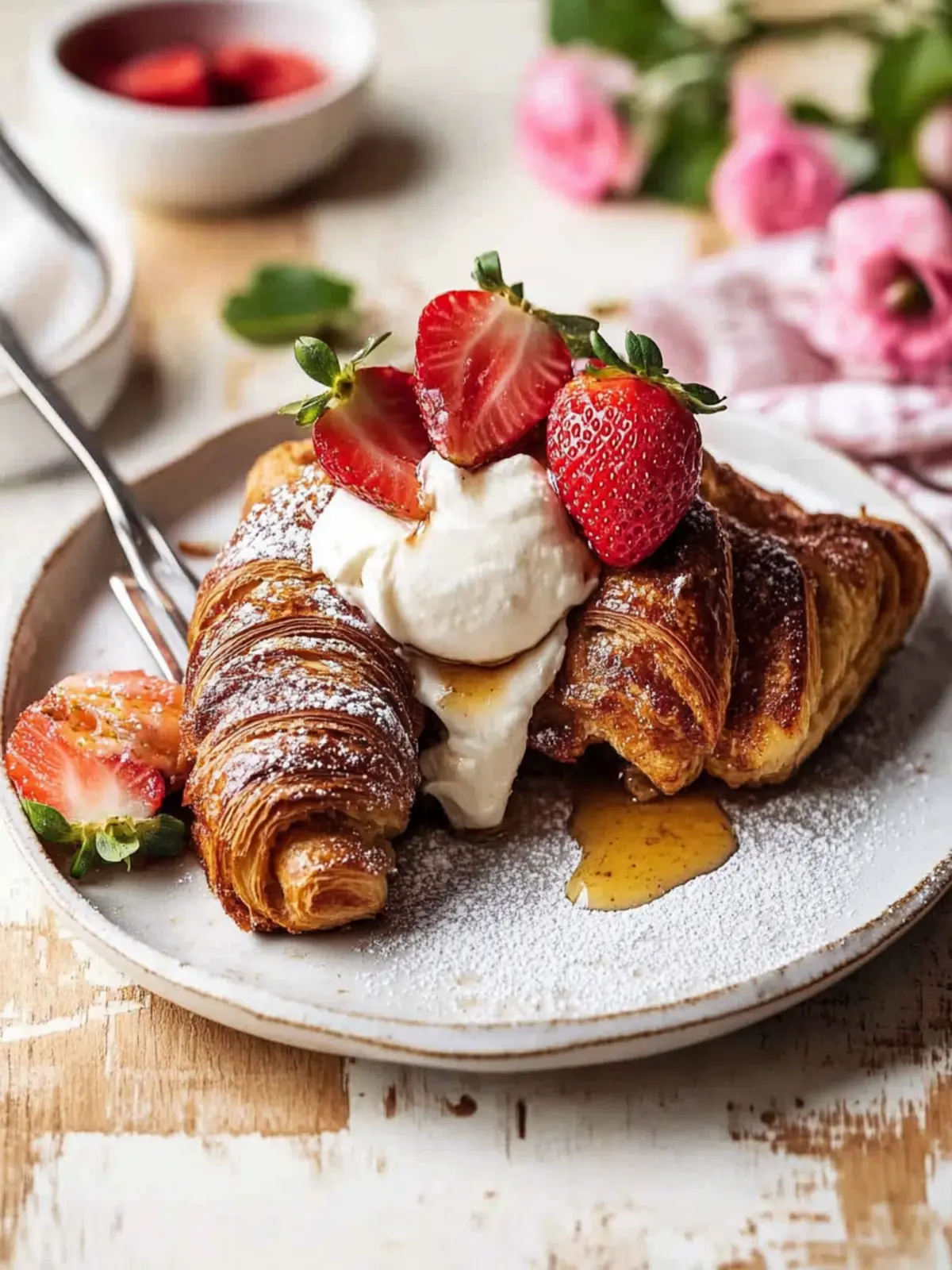 Irresistible Strawberry & Cream Croissant French Toast Recipe